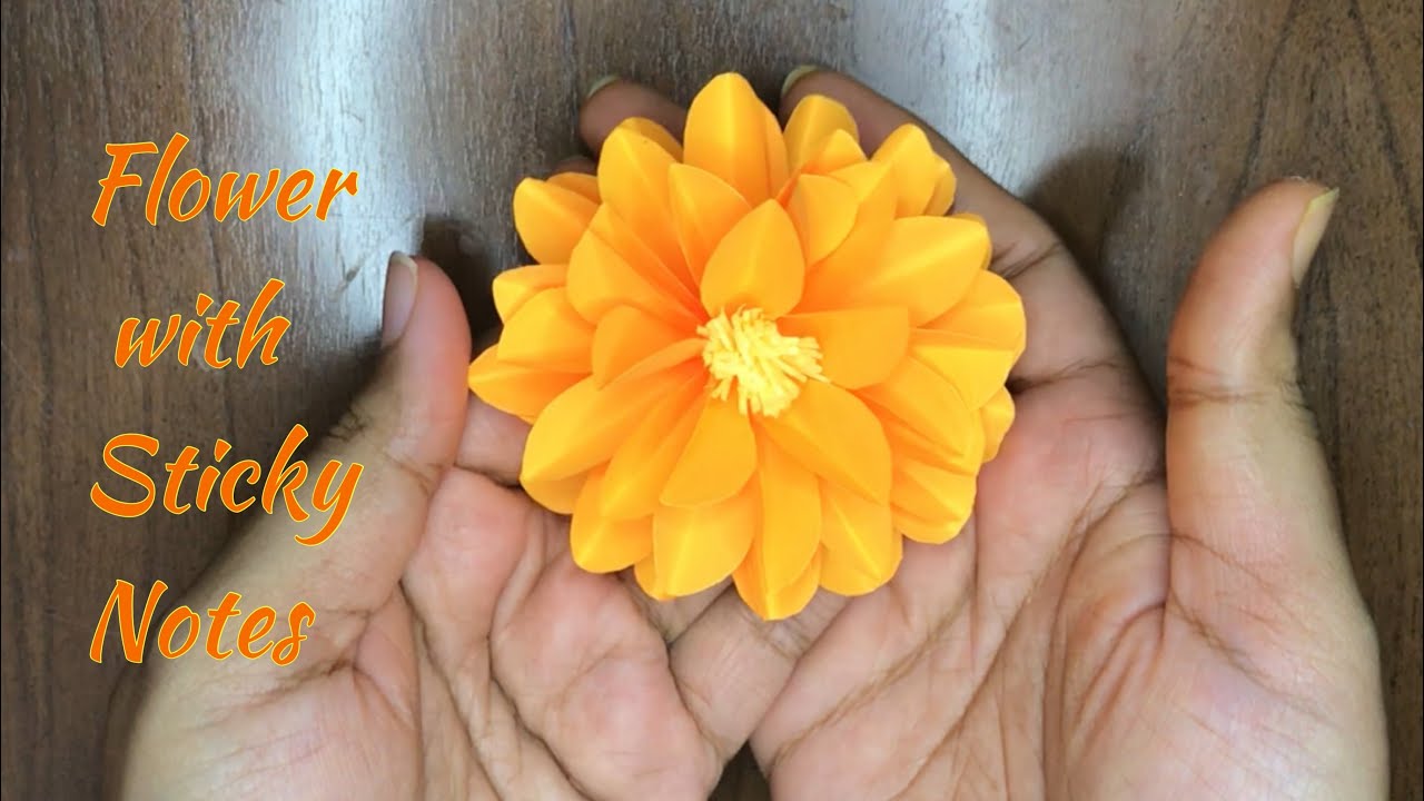 DIY Paper Flower with Sticky Notes | Sticky Notes Flower | How to make ...