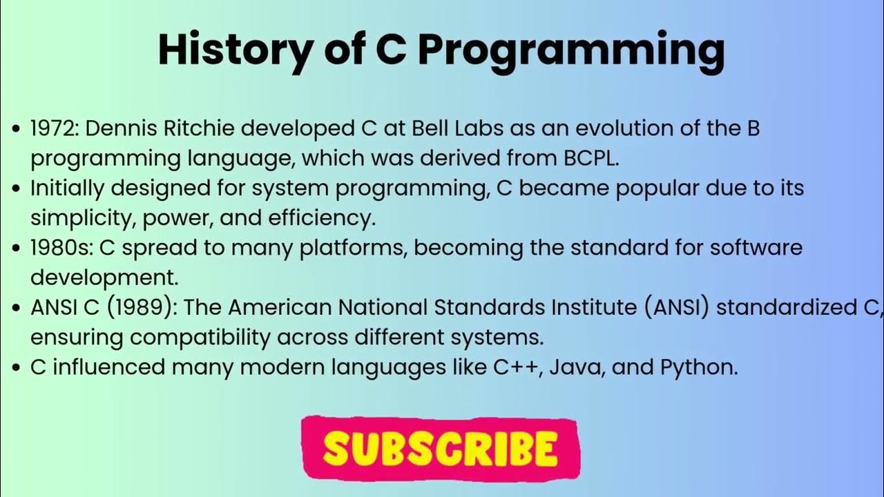 Introduction to C Language: History, Advantages & Key Concepts 🖥️📚 - YouTube