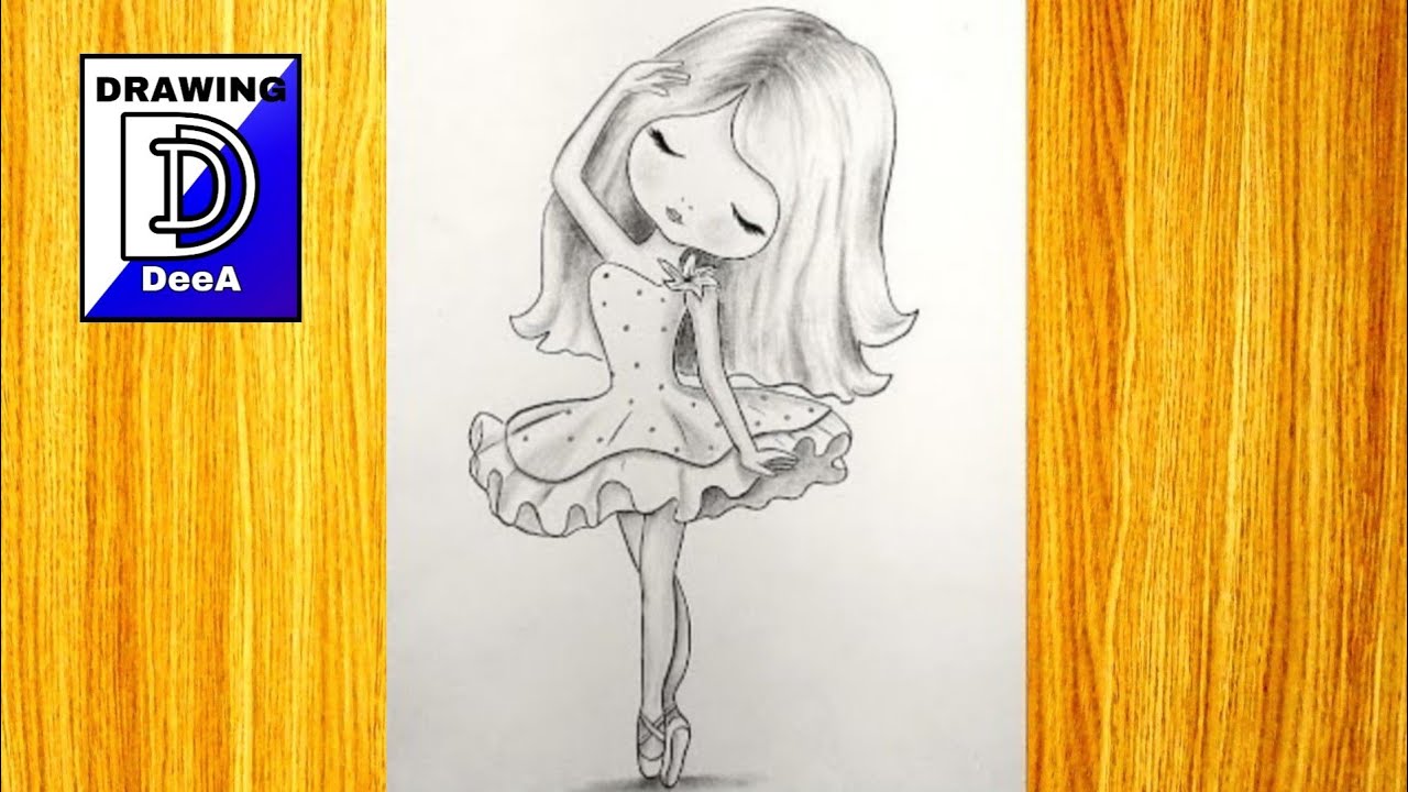 Drawing tutorial little girl dancing || How to draw a Ballerina || Easy ...