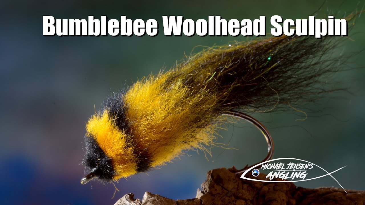 Bumblebee Woolhead Sculpin - saltwater and streamer fly tying - YouTube