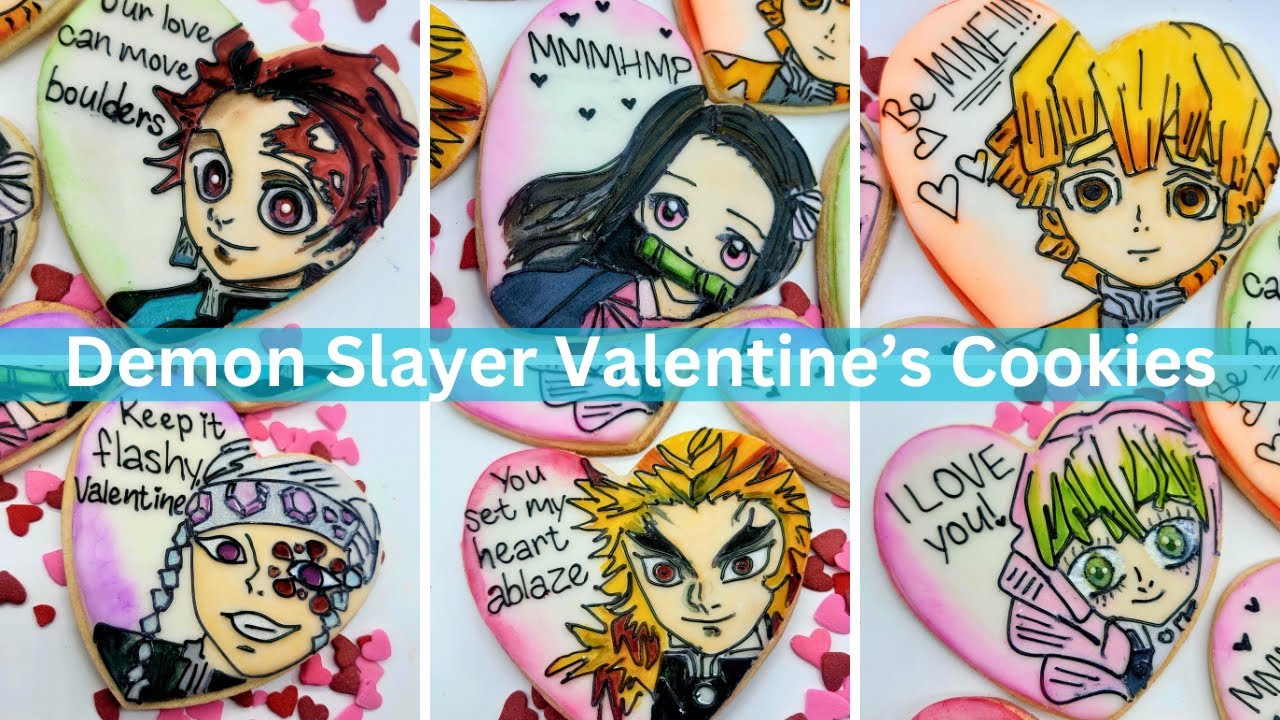 Demon Slayer Cookies [Valentine's Cookie Decorating] Hand Painted ...