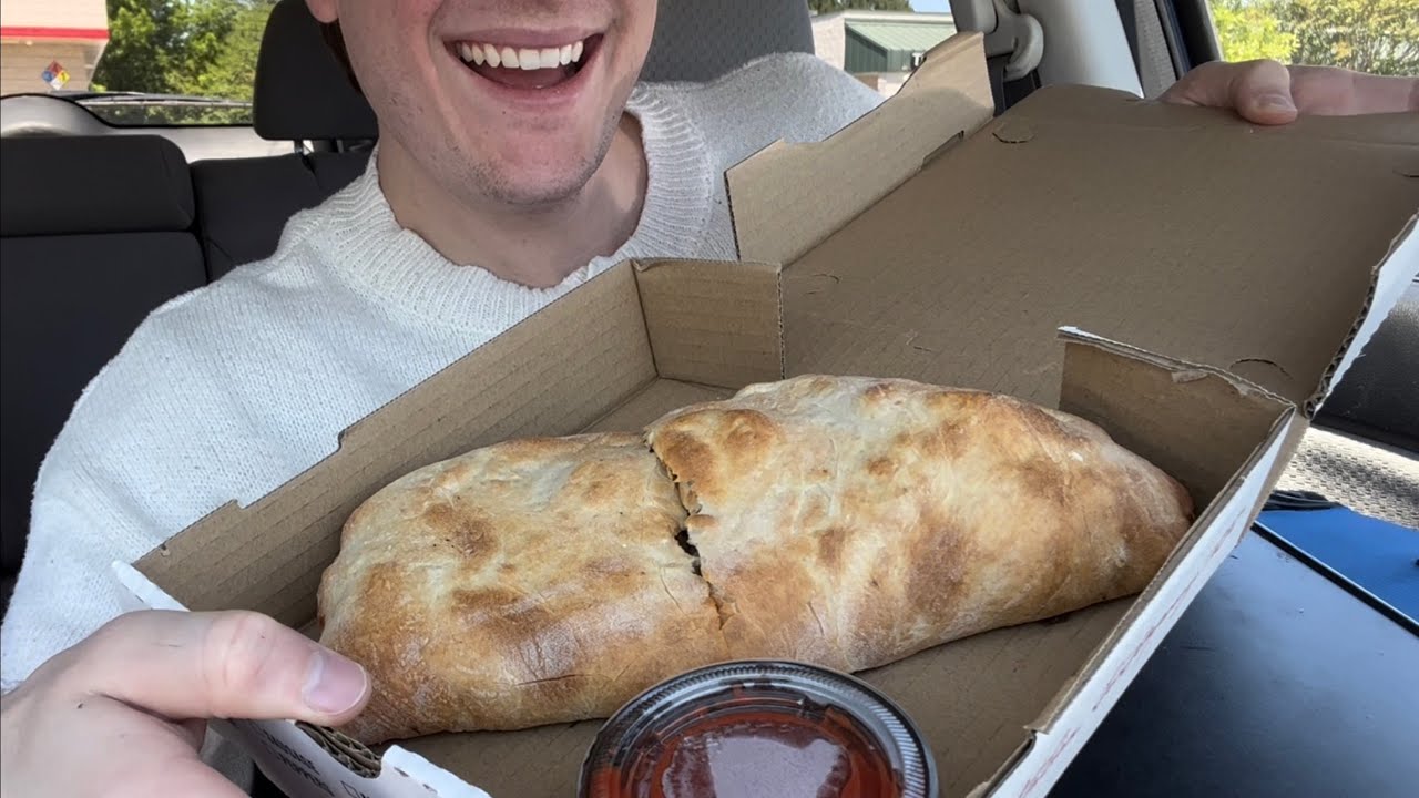 MEAT LOVERS CALZONE EATING SHOW + REVIEW (im so mad 😡) - YouTube