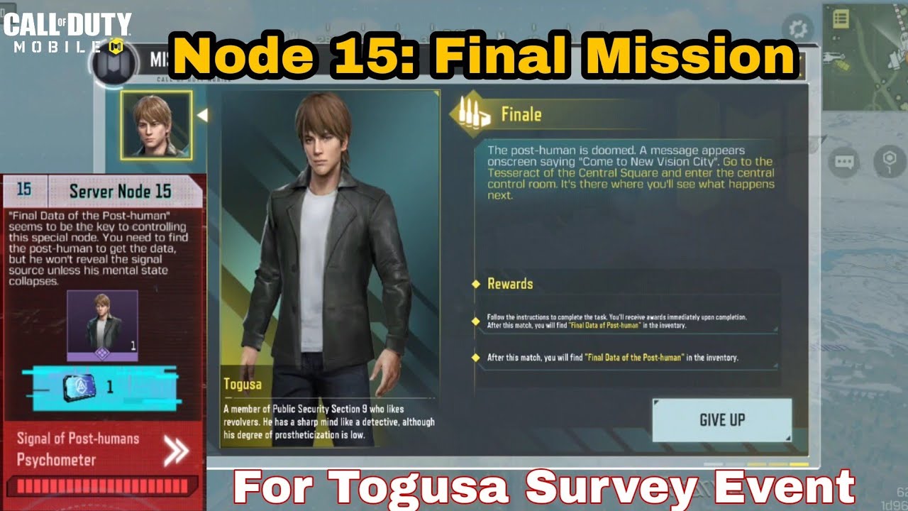 Node 15: Final Mission in Togusa Survey Event Cod Mobile - YouTube