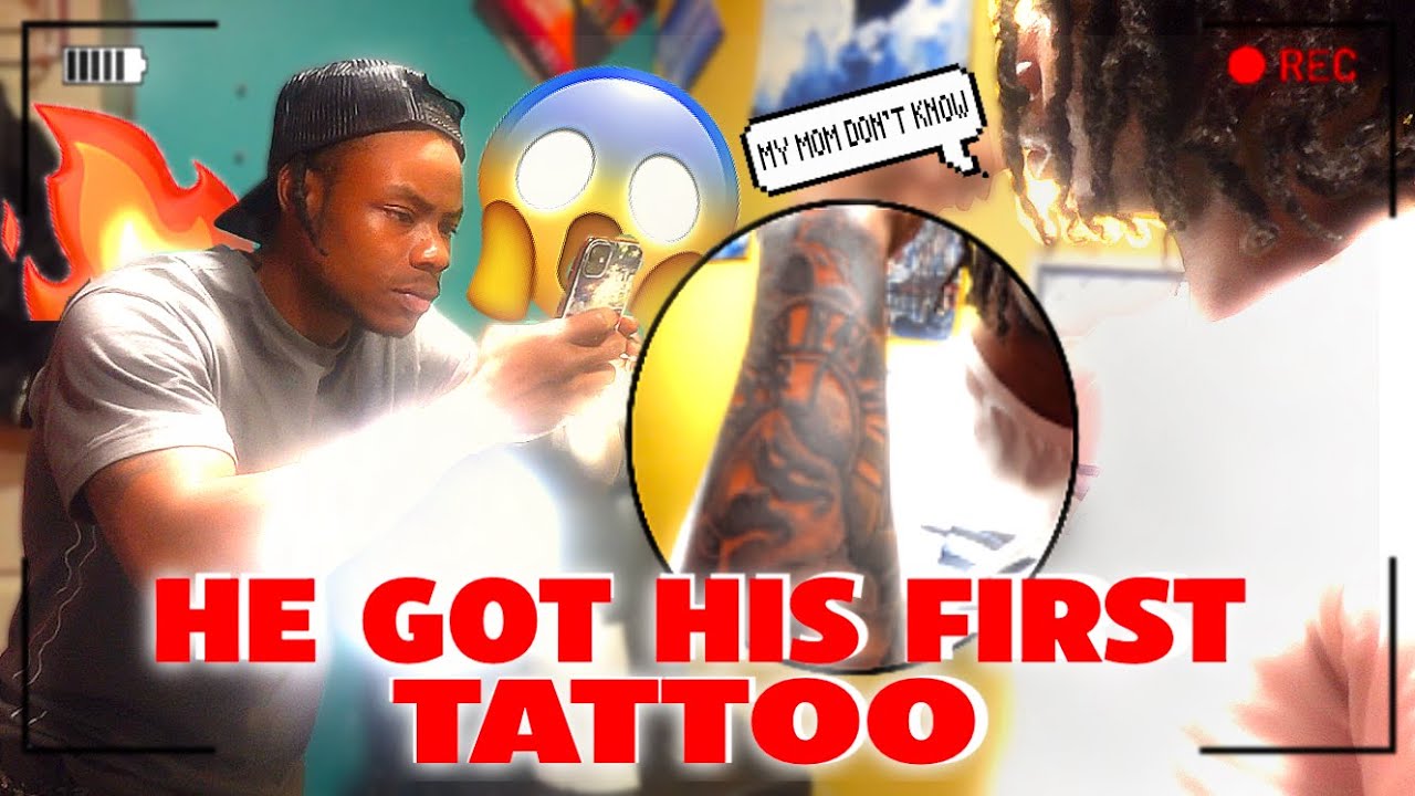 HE GOT HIS FIRST TATTOO *HIS MOM DIDN'T KNOW* 😱😱 - YouTube