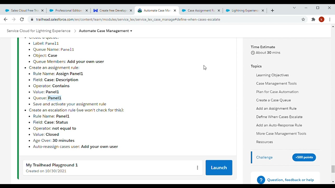Automate Case Management service cloud trail heads - YouTube