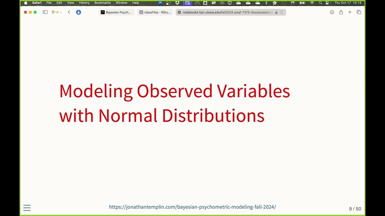 Class 12: Modeling Observed Data (Lecture 04b, Part 1, Bayesian Psychometric Models, Fall 2024 ...