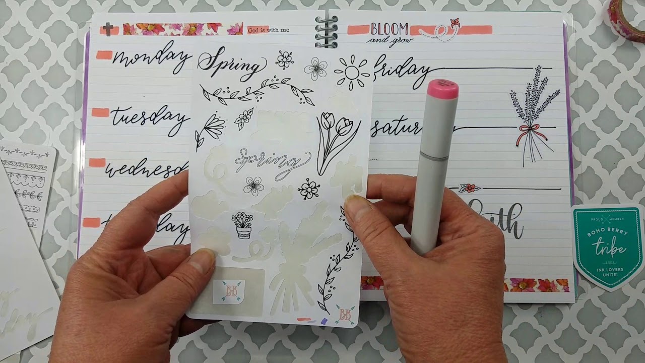 Bullet Journal with Boho Berry stickers - YouTube