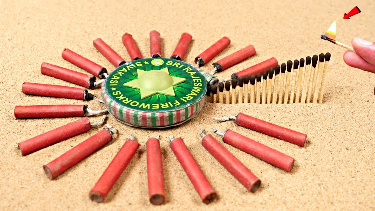 Matchstick Chain Reaction Domino VS Different Types Diwali Crackers ...