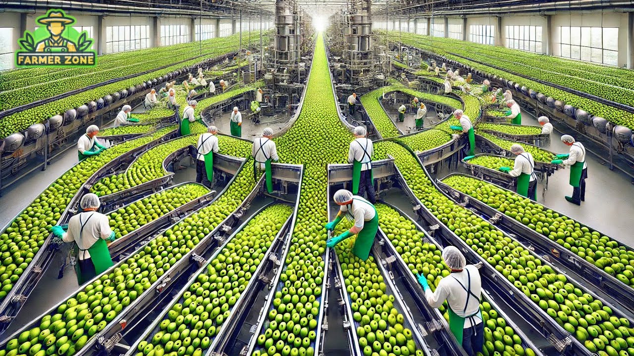 How MILLIONS of Green Apples are Harvested and Processed | Green Apples ...