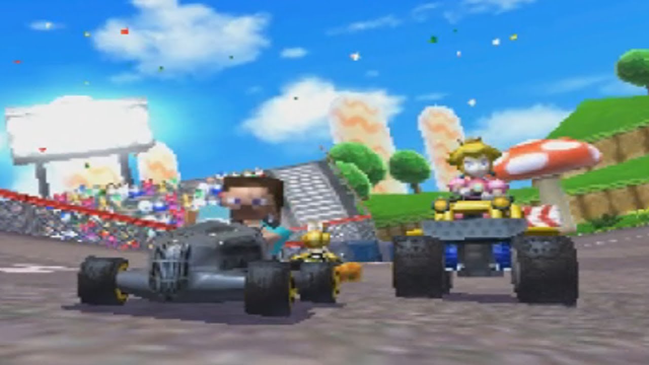 Steve from Minecraft in Mario Kart 7 - YouTube
