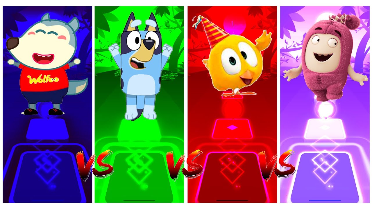 Wolfoo Family & Bluey & Where's Chicky & Oddbods | Tiles Hop EDM Rush ...