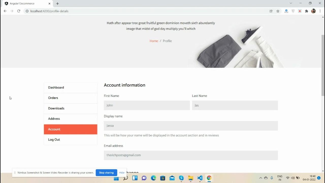Build Complete Ecommerce Website in Angular 13 - User Information Page - YouTube