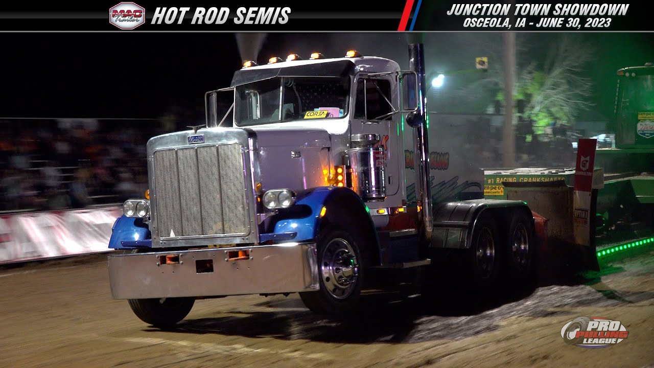 Pro Pulling 2023: Mac Trailer Hot Rod Semis pulling at the Junction Town Showdown - Osceola, IA ...