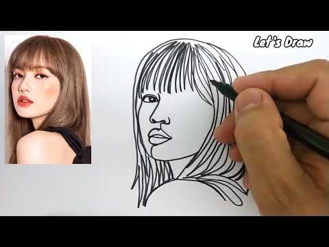 ONE LINE DRAW , How to draw LISA BLACKPINK with one line
