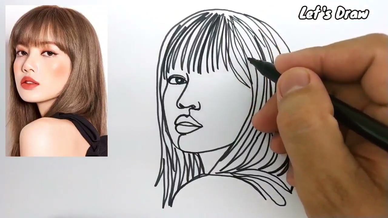ONE LINE DRAW , How to draw LISA BLACKPINK with one line - YouTube