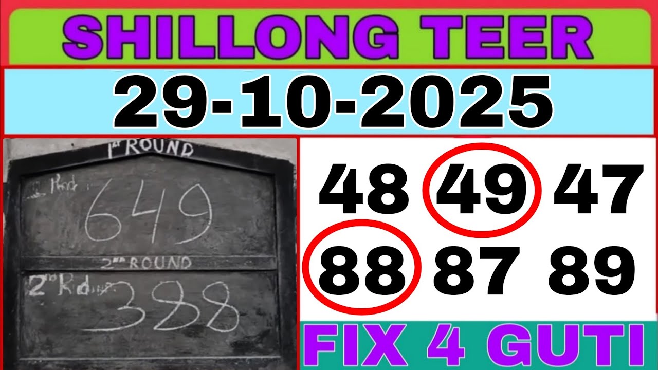 Fix 4Guti) Shillong Teer (29/10/2025) Common number hit | Best House ...