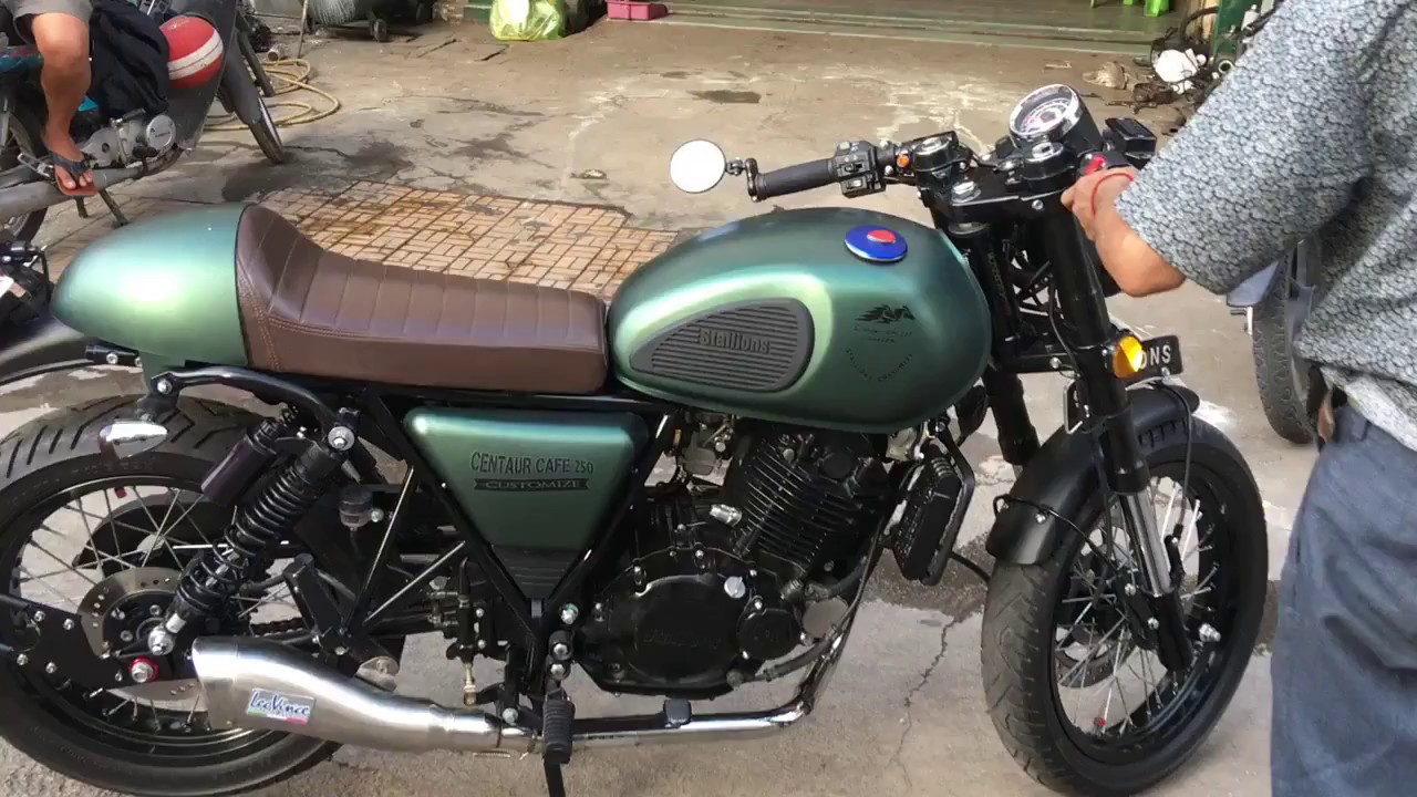 Stallion Centaur Cafe 250 customize with Leovince exhaust test sound ...
