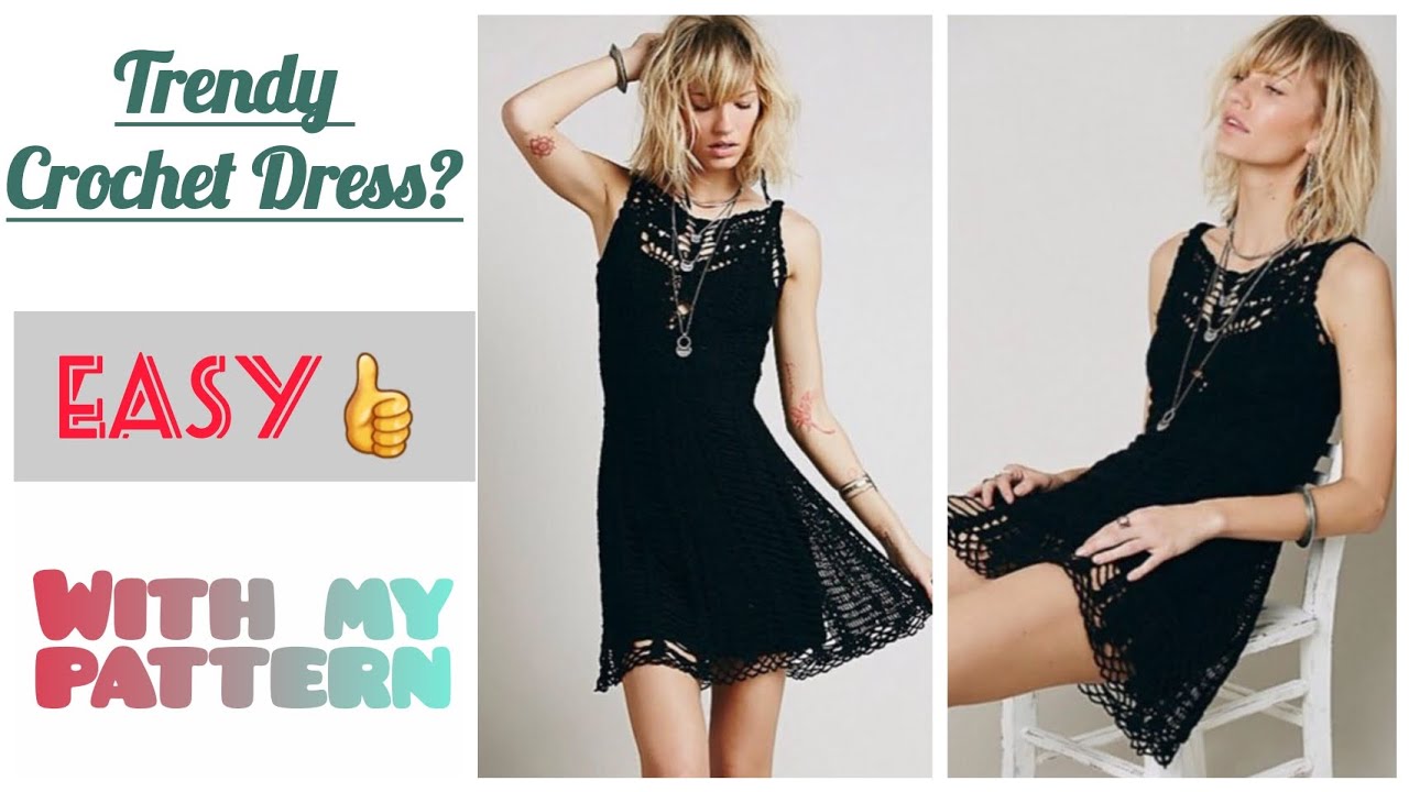 Open Back CROCHET Mini Dress PATTERN pdf for Women. - YouTube