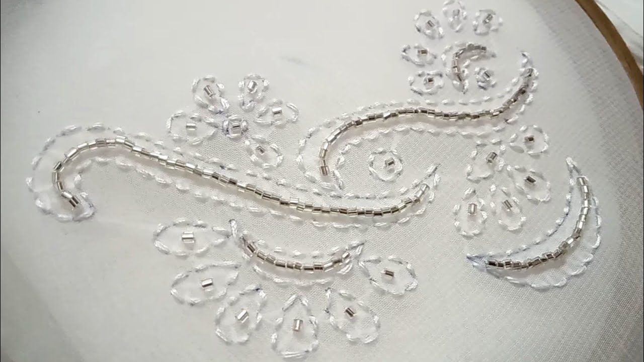 Chikankari With Beads Work Embroidery Design - YouTube