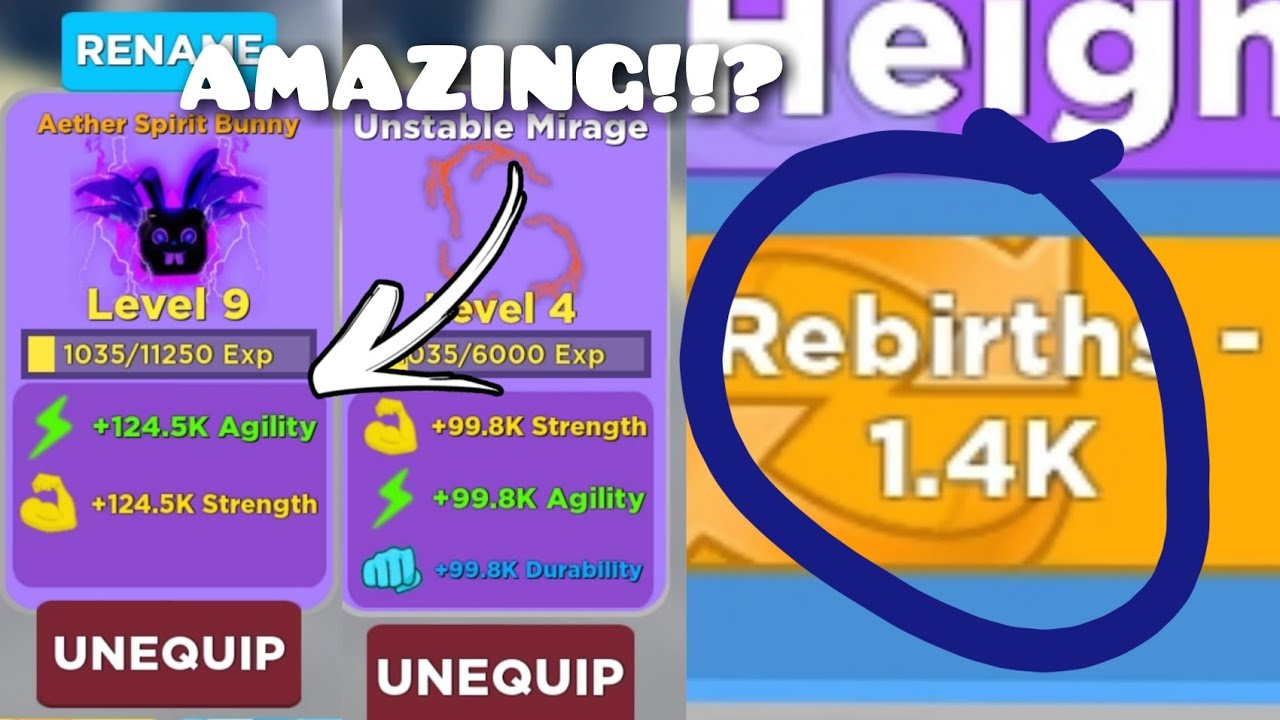 Hitting 1.4k rebirhts in Muscle legends with OVERPOWERED GLITCHED PETS ...
