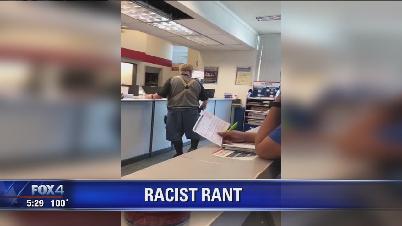 Man angry at Dallas US Postal Service worker throws foul tantrum - YouTube