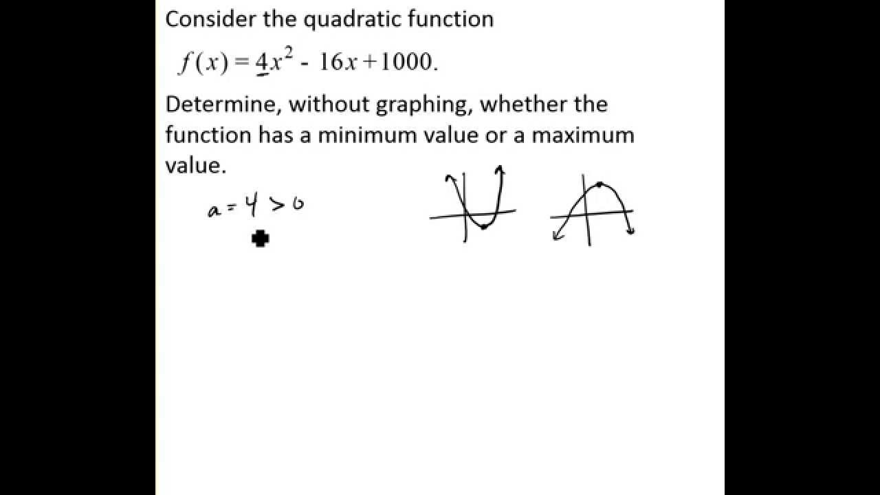 Determine Whether A Quadratic Function Has A Maximum Or Minimum Value