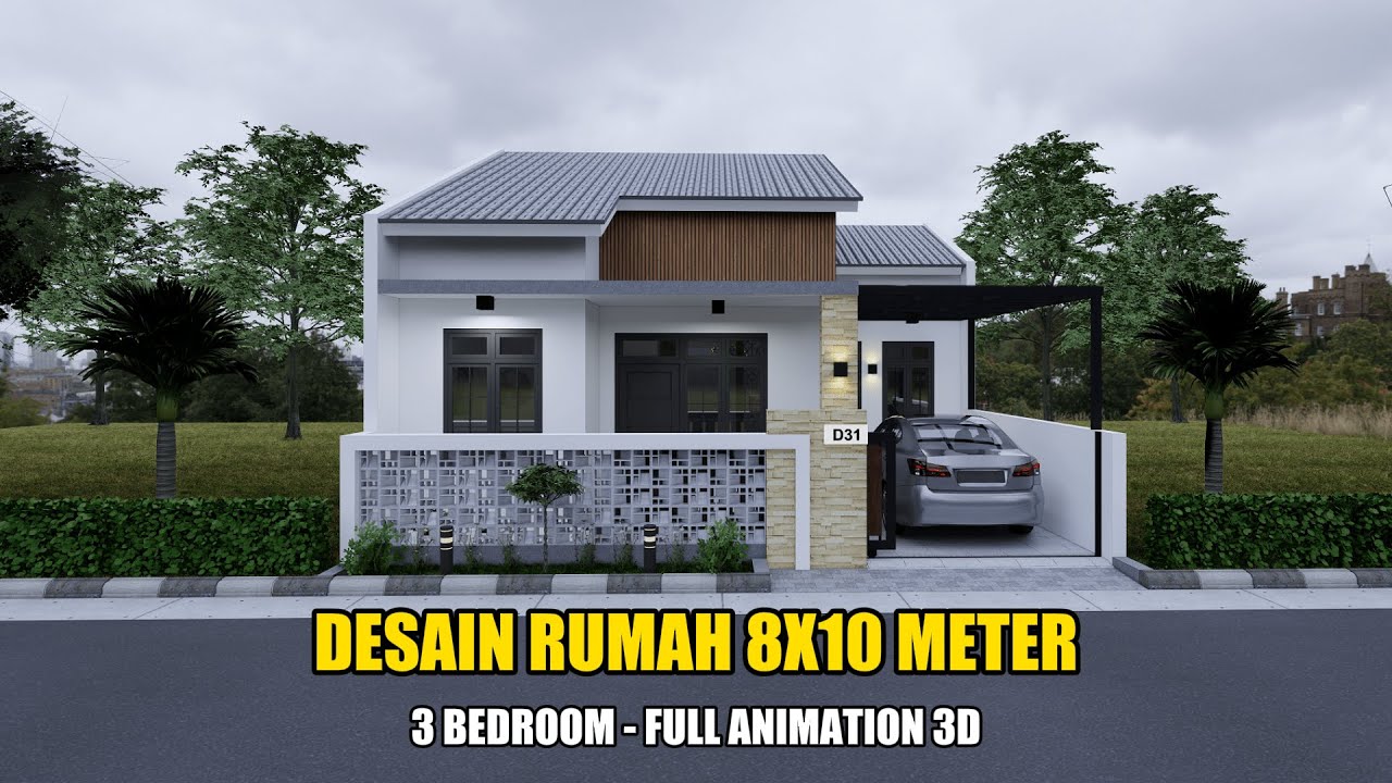 Desain rumah minimalis 8x10 meter - Desain sekeren ini memiliki 3 kamar ...