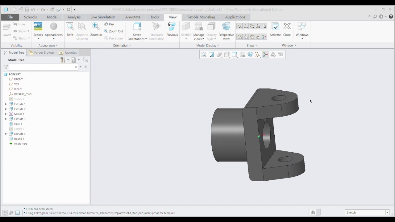 UNIVERSAL COUPLING 3-D MODELING USING CREO (PRO-E) SOFTWARE - YouTube