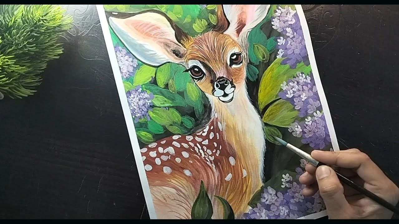 How to draw deer in the forest | Beautiful deer drawing step by step ...