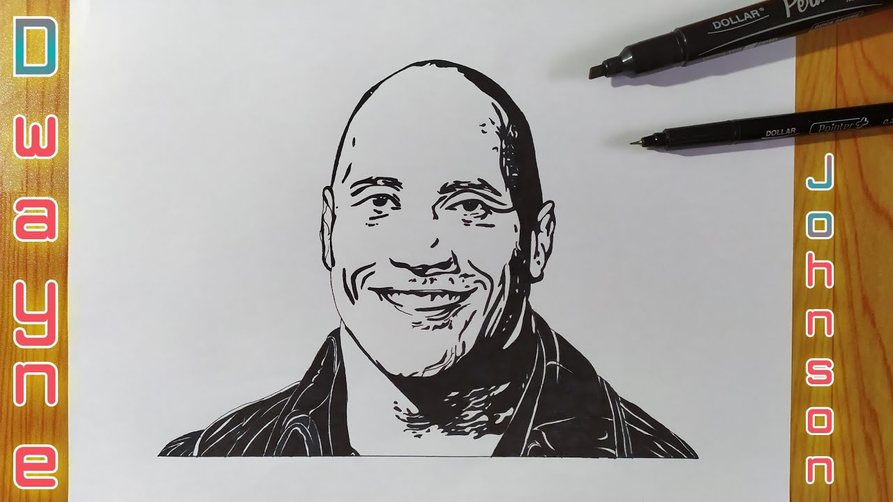 How to draw Dwayne Jhonson. (Dwayne Jhonson Silhouette Drawing) - YouTube