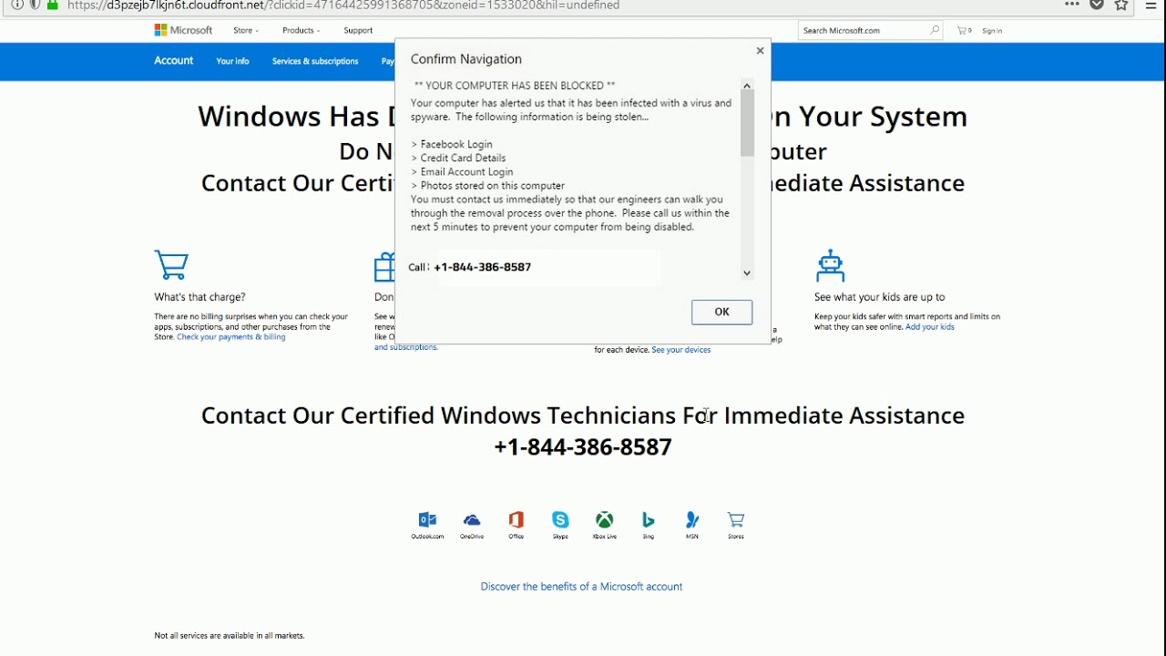 Windows Has Disabled your System SCAM. 1-844-386-8587. YOUR COMPUTER ...