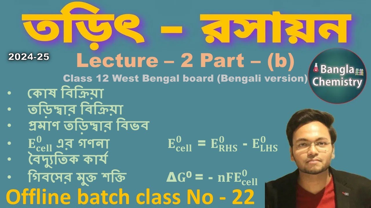 Electrochemistry- Class 12 WB- L2(b)- Electrode potential, Gibbs free ...