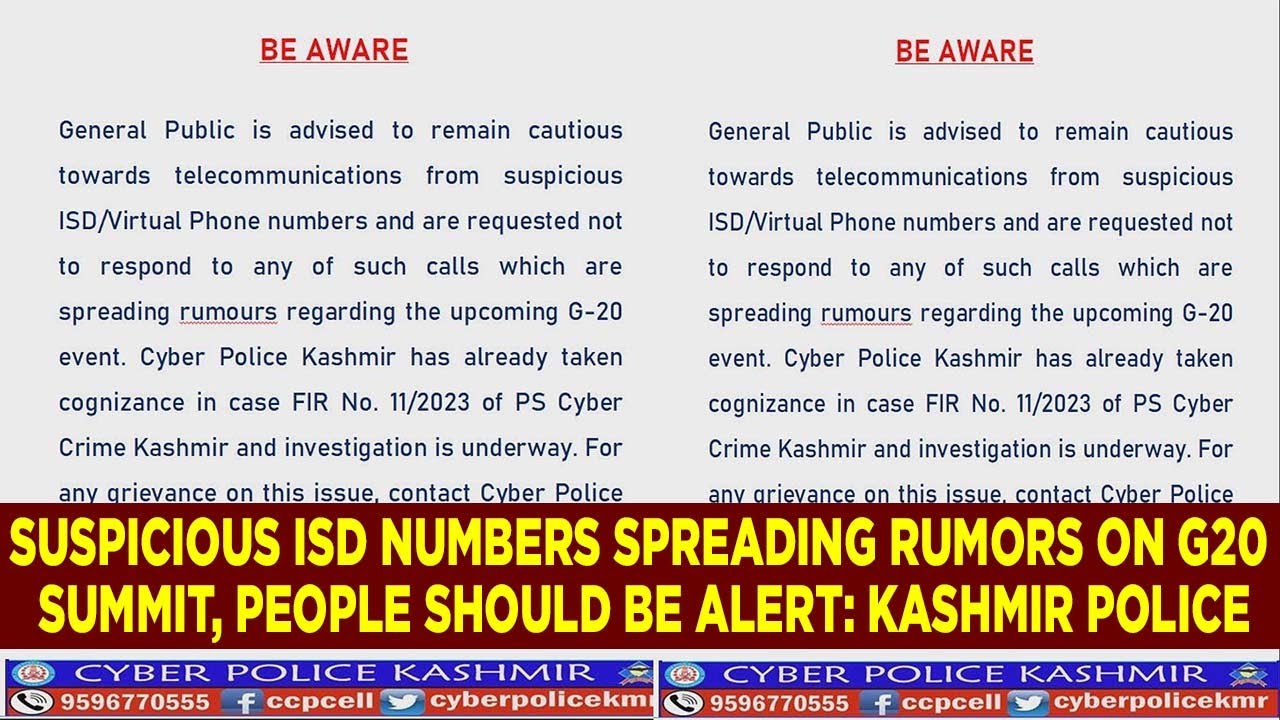 Suspicious ISD numbers spreading rumors on G20 summit, people should be ...