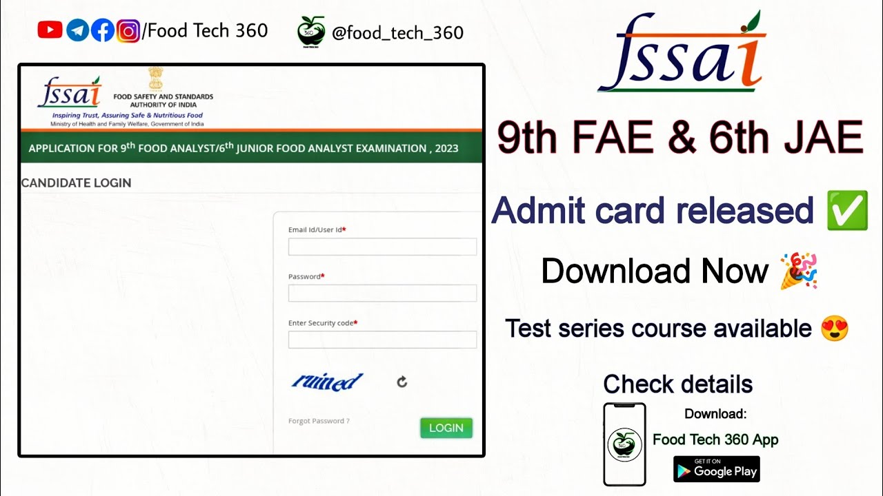 FSSAI FAE & JAE 2023 Admit Card released Download Now 😍 Boost your ...