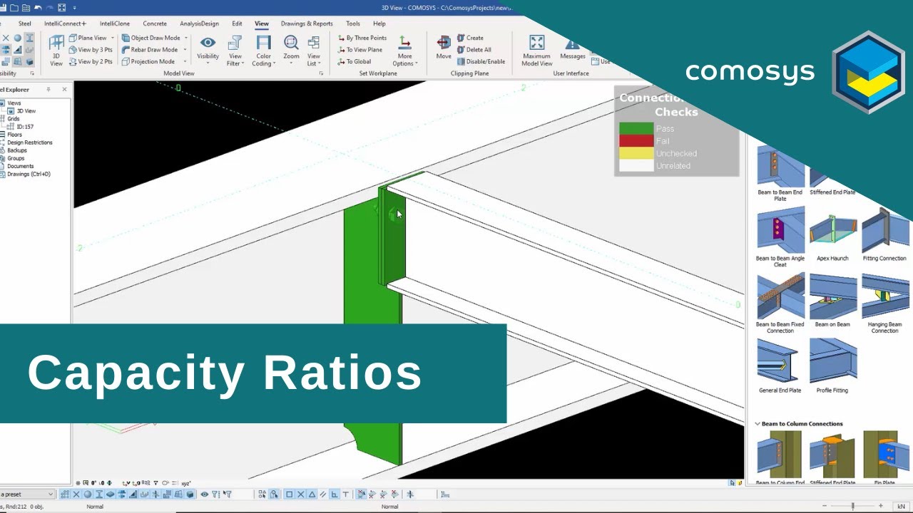 Comosys Steel Detailing Tutorials - Capacity Ratios - YouTube