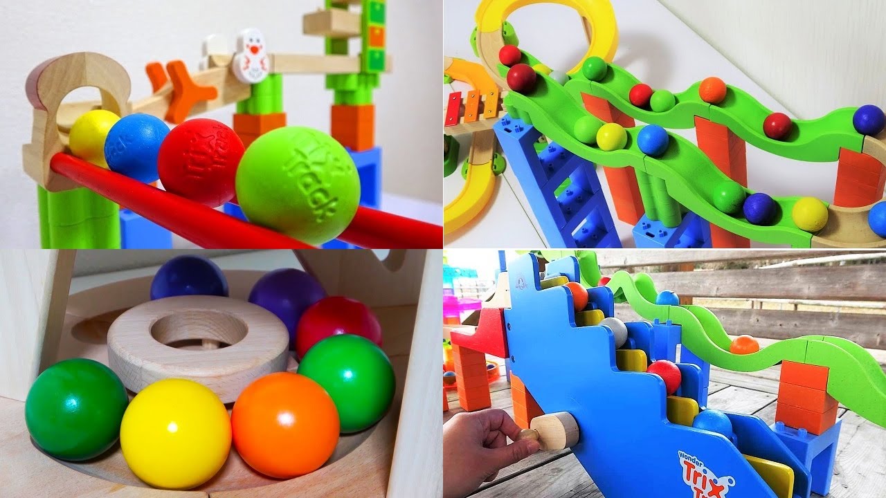 Marble Run Race ☆ TrixTrack Wave Slope & Wooden Stairs Course ...