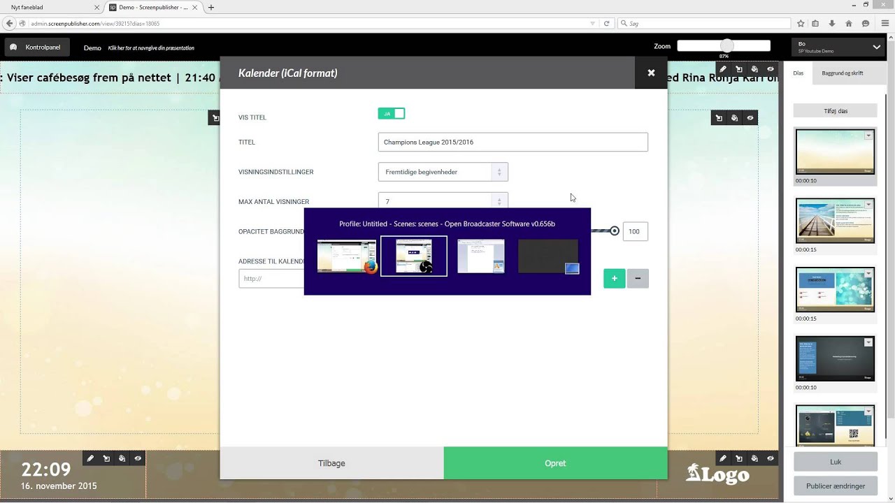 Kalender med det åbne ical / .ics format - Screenpublisher infoskærme ...