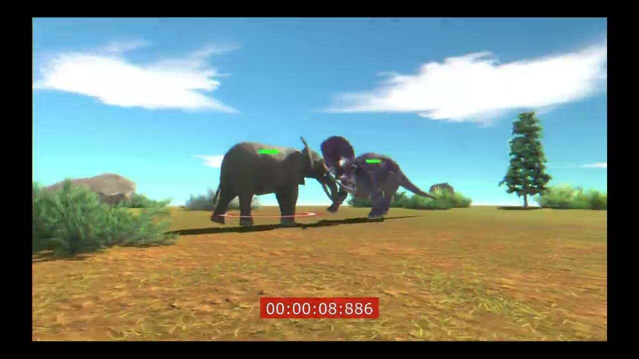 Triceratops VS Elephant Fight Animal Revolt Battle Simulator ARBS Fudgy ...