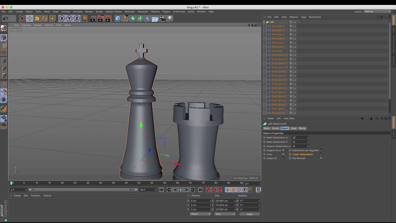 Cinema 4D Tutorial - How to Model a Chess Set - Part 4: King - YouTube