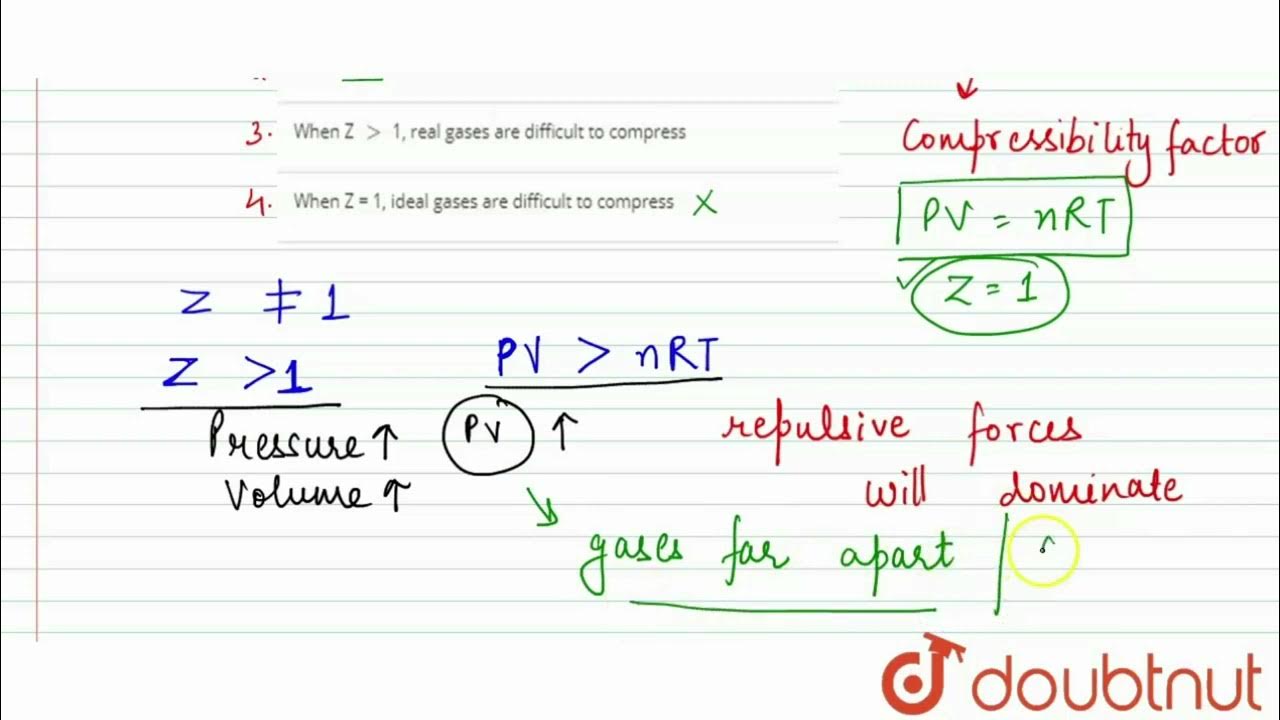 Consider the equation Z= (PV)/(RT). Which of the following statements ...