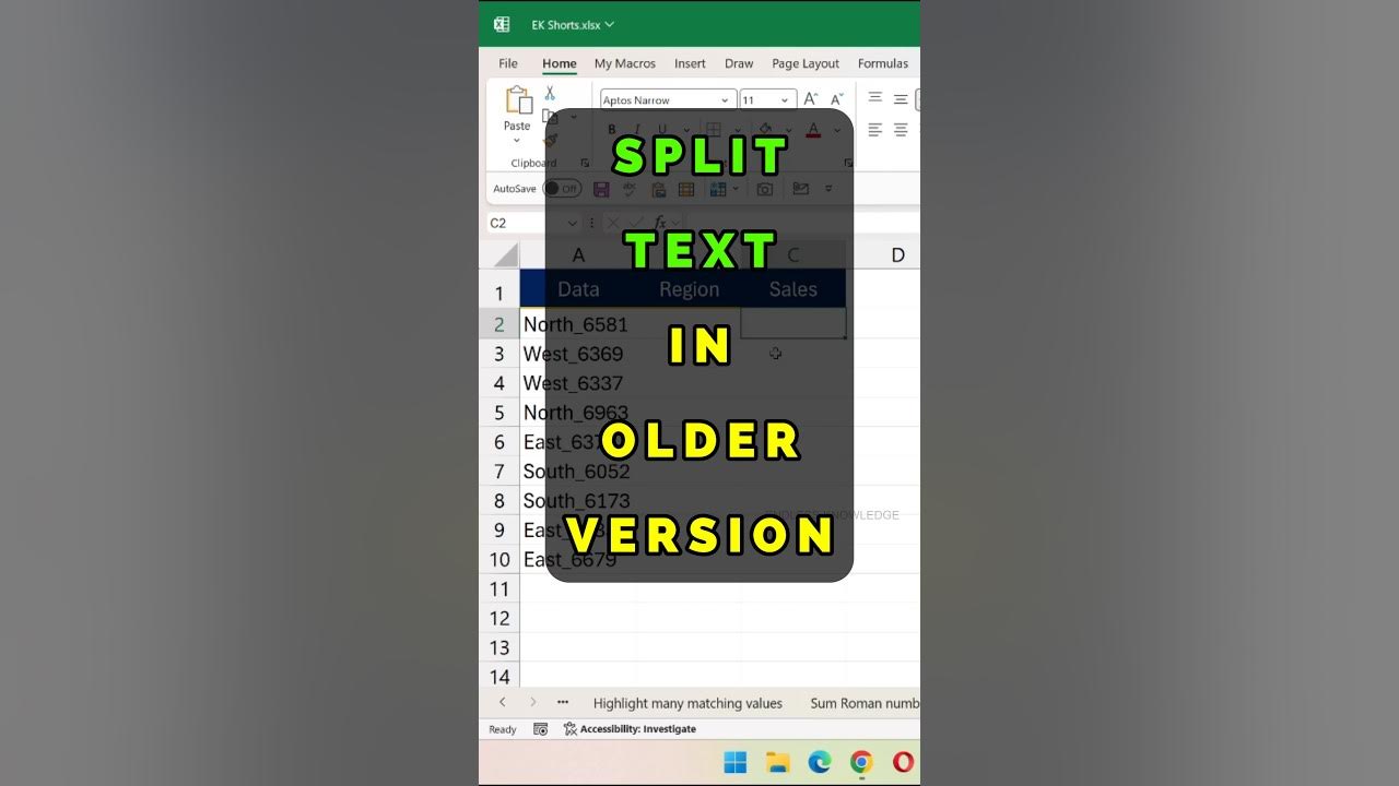 How to split text in an older version of Excel - YouTube