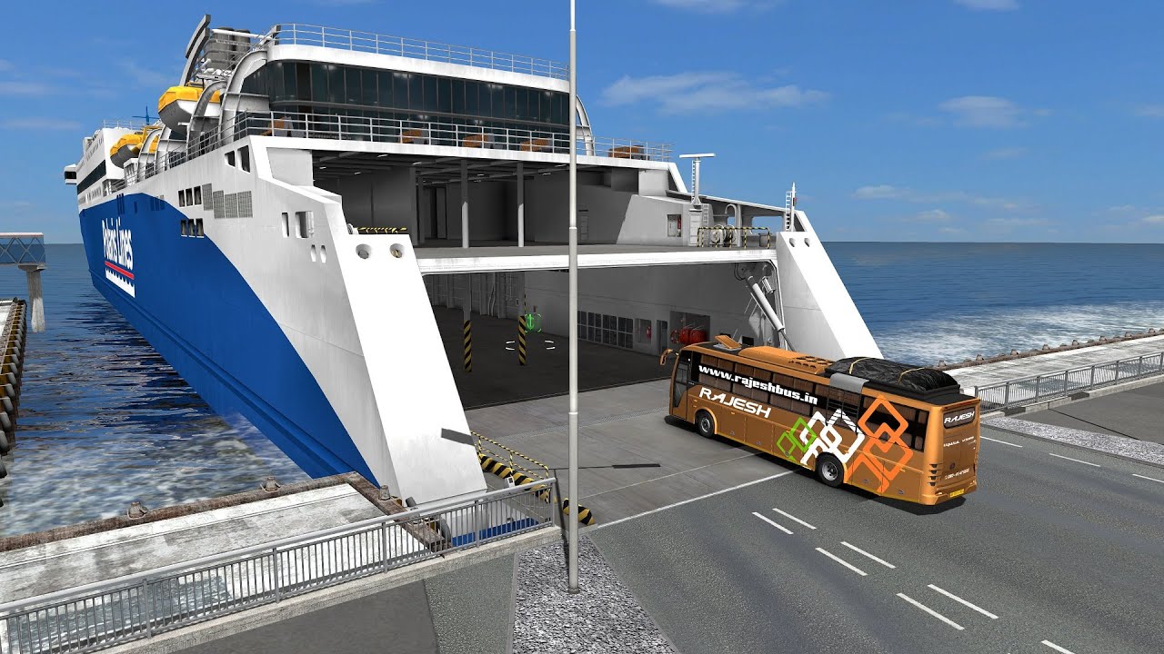India Bus transported thru Ferry ship | Euro truck simulator 2 bus ...