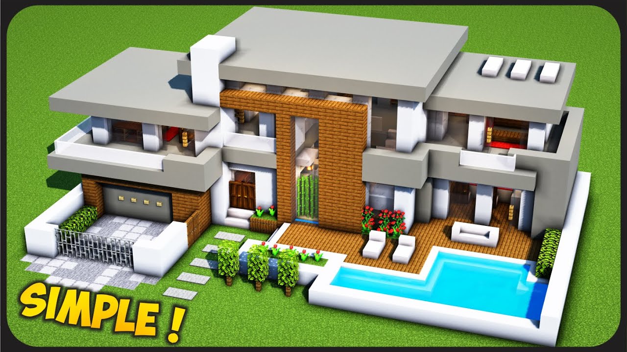 Cara Membuat Rumah Modern Simple Full Interior ! || Minecraft Modern Pt ...