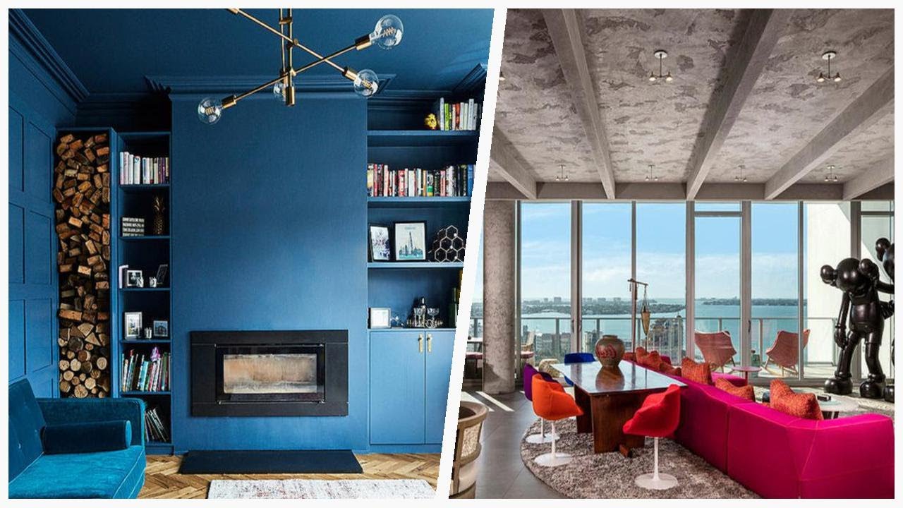 75 Blue Wall Paneling Living Room Design Ideas You'll Love 🔴 - YouTube