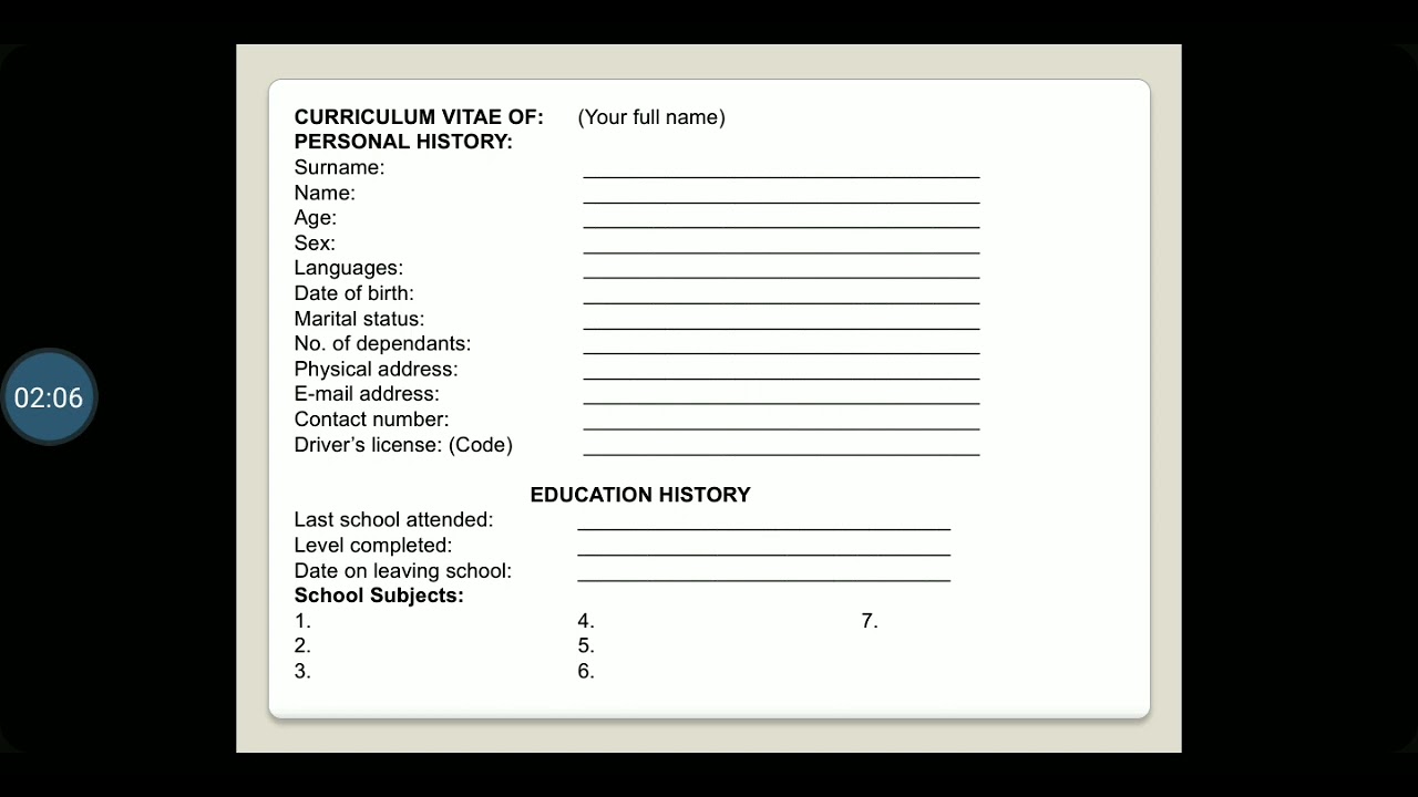 Gr. 12 Life Orientation - Writing a Curriculum Vitae - YouTube