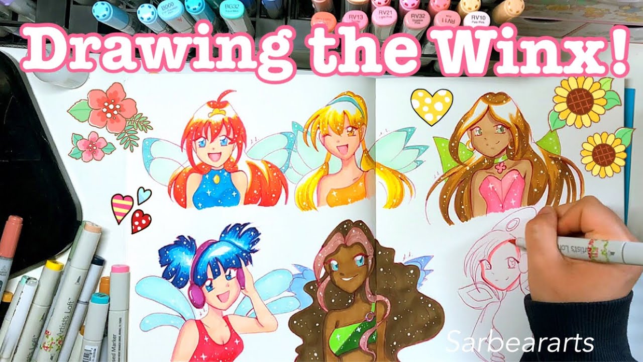 Drawing The Winx Club!~Sketchbook Spread - YouTube