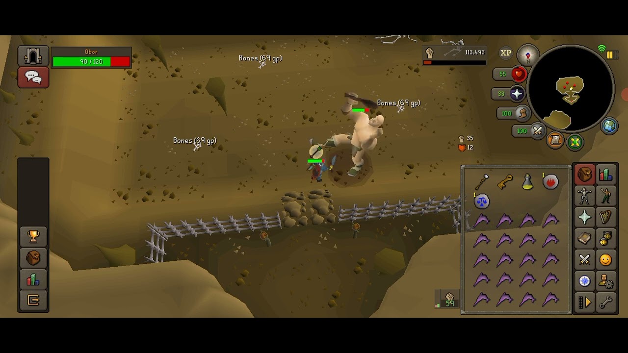 osrs obor/hill giant boss fight close call - YouTube