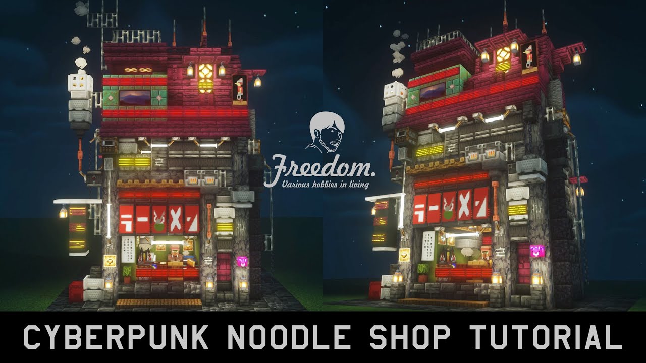 Minecraft Tutorial | A Real Architect Builds a Cyberpunk Noodle Shop ...
