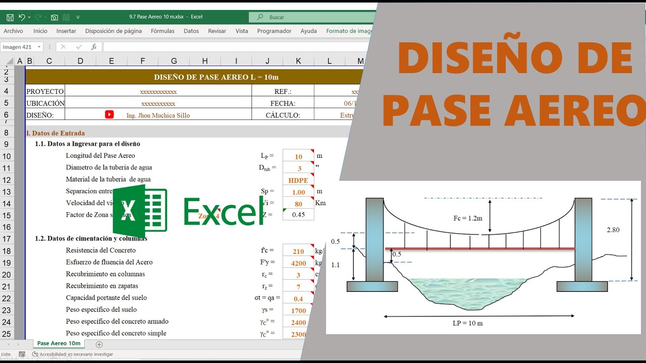 Diseño de Pase Aéreo - Plantilla excel profesional - YouTube