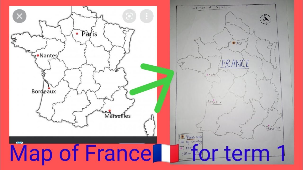 Map of# France#🇫🇷 class 9🔥 Map work 🔥for term 1 preparation.#Upsc ...